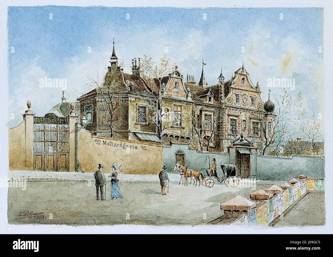 Ludwig Hofbauer’s painting 'Amerlingschlögl Mollardgasse' from 1895 ...