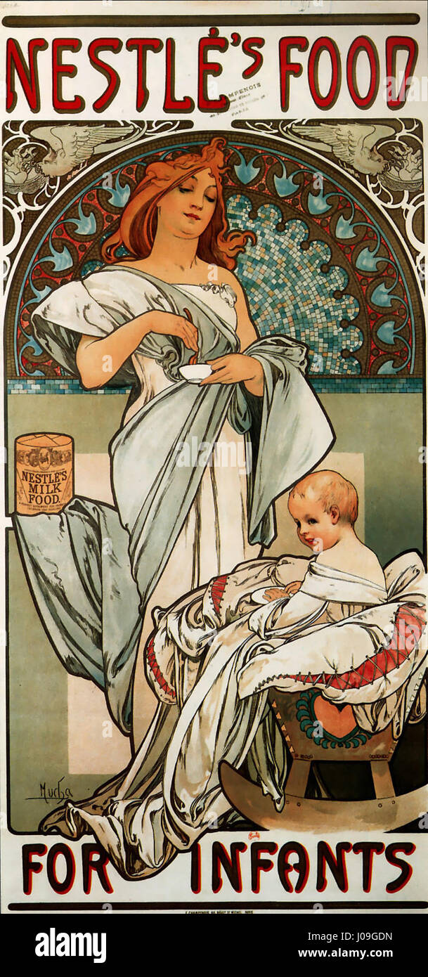 This advertisement poster by Alphonse Mucha, created for Nestlé in 1897 ...
