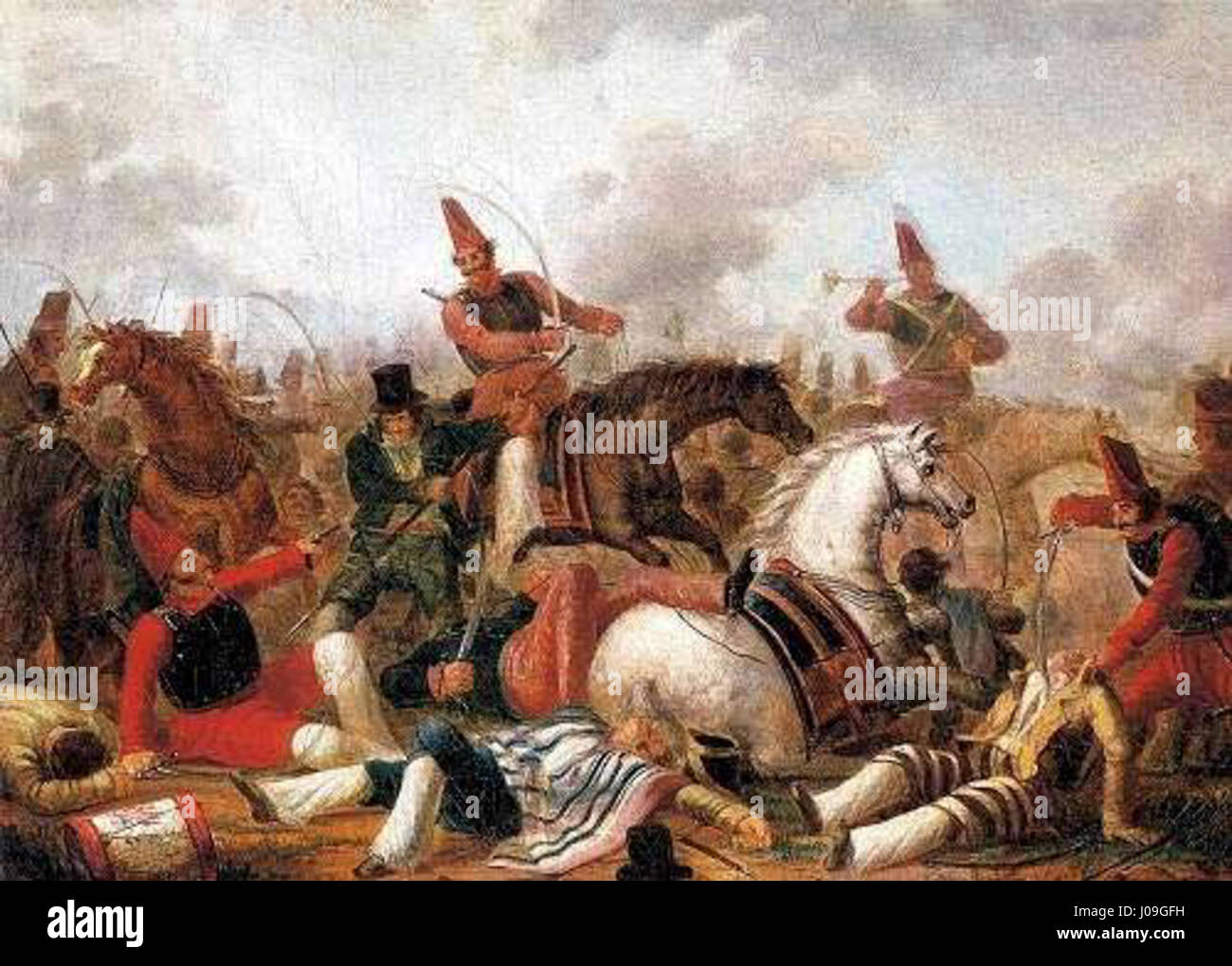 Carlos Morel's *Combate de caballería en la época de Rosas* depicts a ...