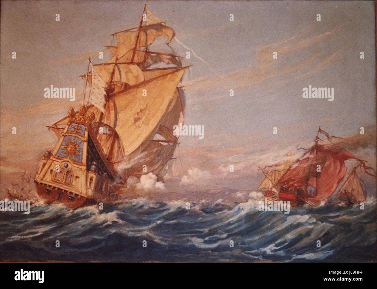 Paul Jobert’s painting ‘Le vaisseau Le Bon de la flotte de Louis XIV ...