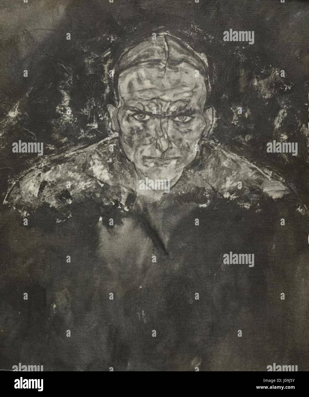 A black-and-white photograph of Egon Schiele, showing him with Robert ...