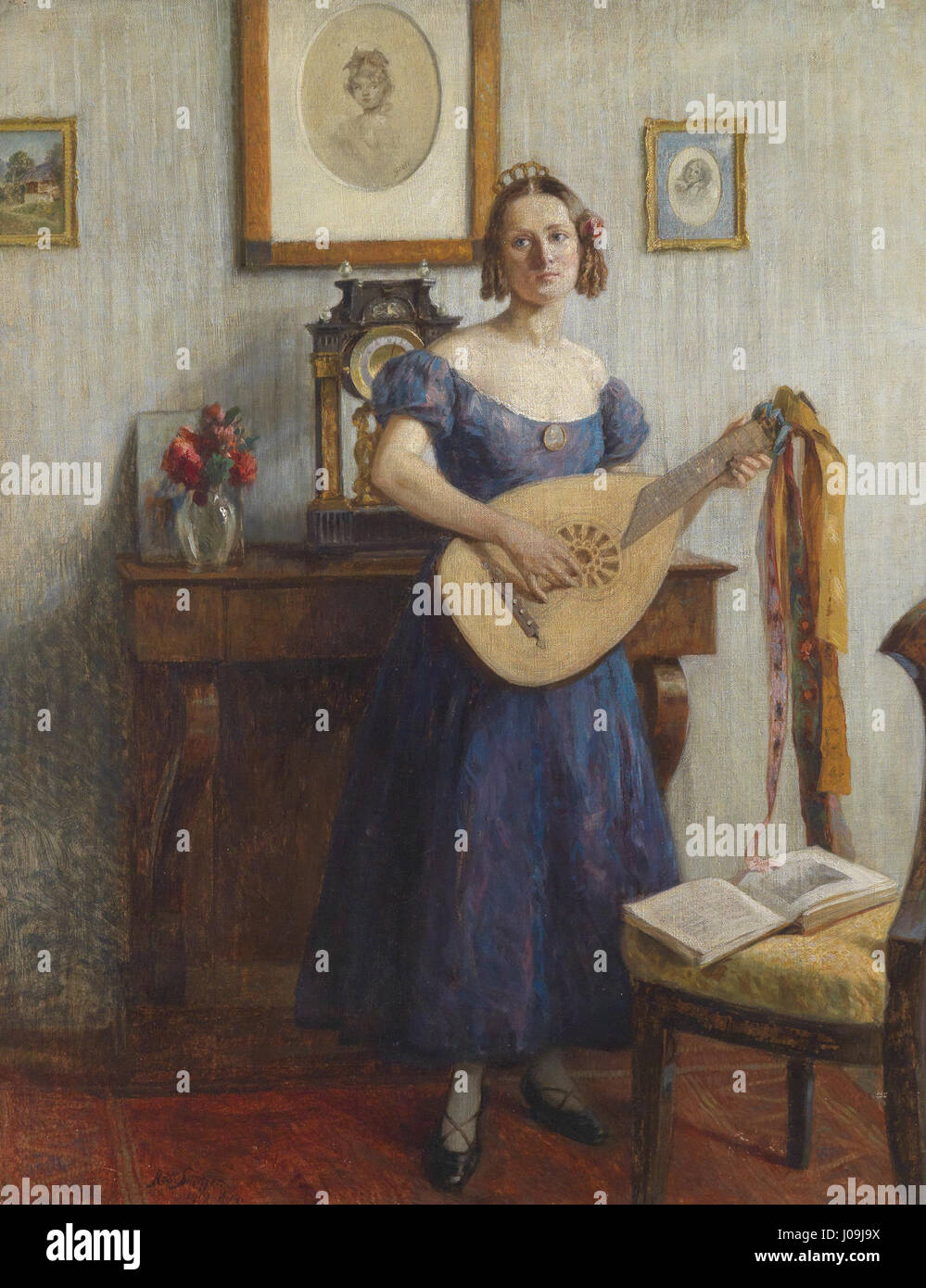Robert Schäffer’s 'Musizierende junge Dame' (1919) portrays a young ...