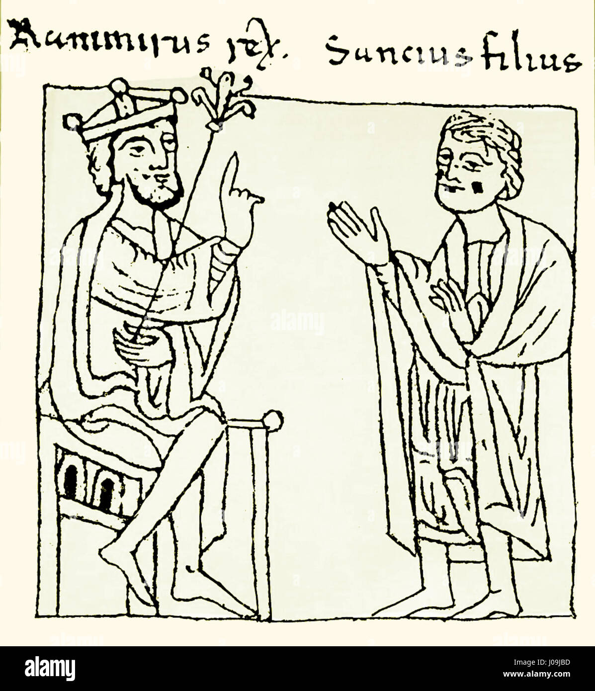 This painting portrays the Spanish medieval kings Ramiro I and Sancho ...