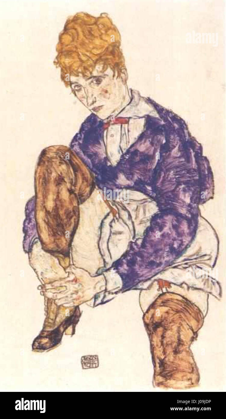 'Bildnis der Gattin des Künstlers' (1917) by Egon Schiele features the ...