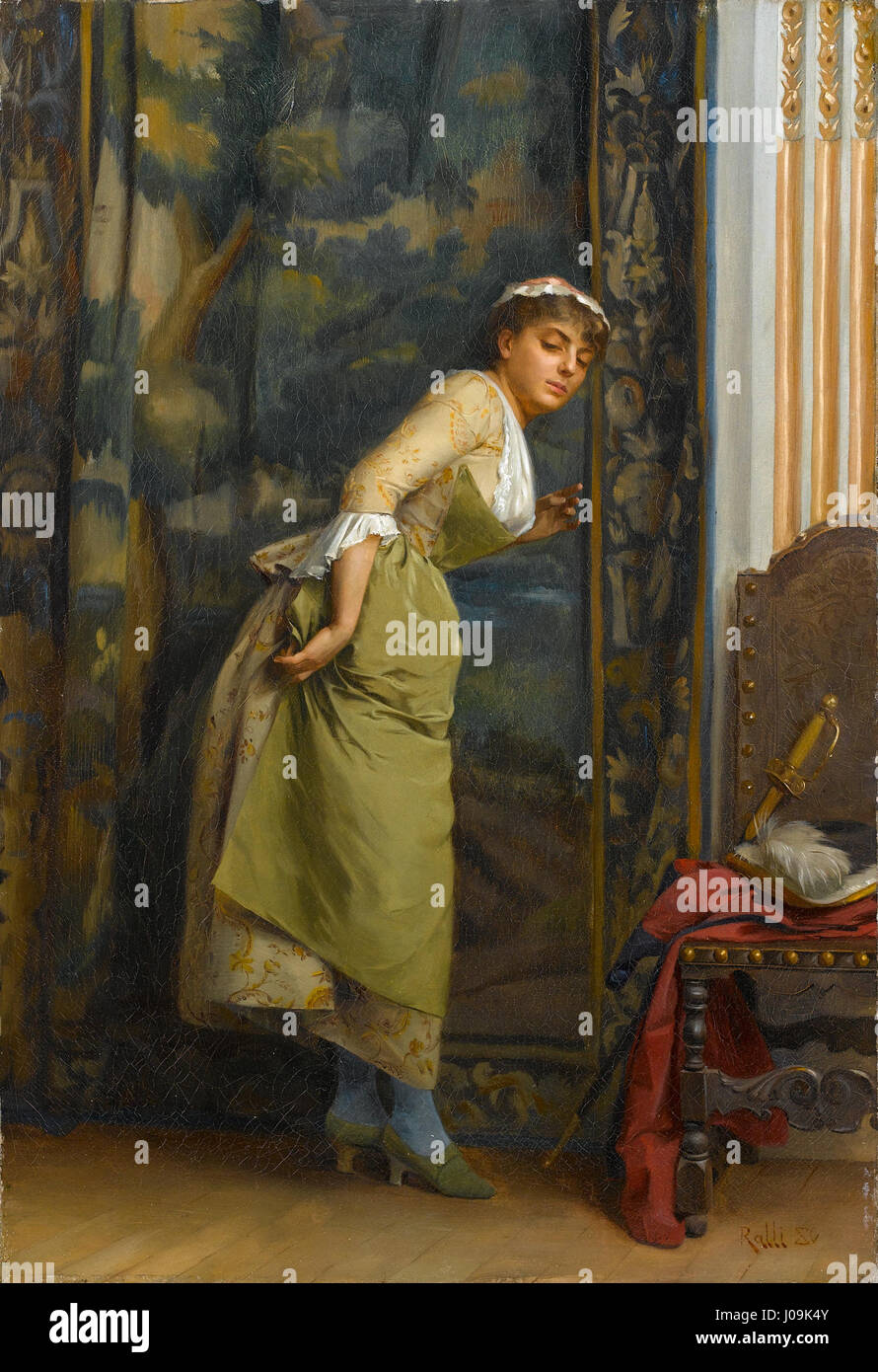 'Eavesdropping' by Théodore Jacques Ralli from 1880 is a genre painting ...
