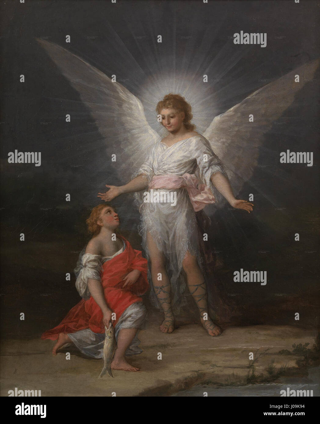 The painting 'Tobías y el Ángel' (Tobias and the Angel) depicts a ...