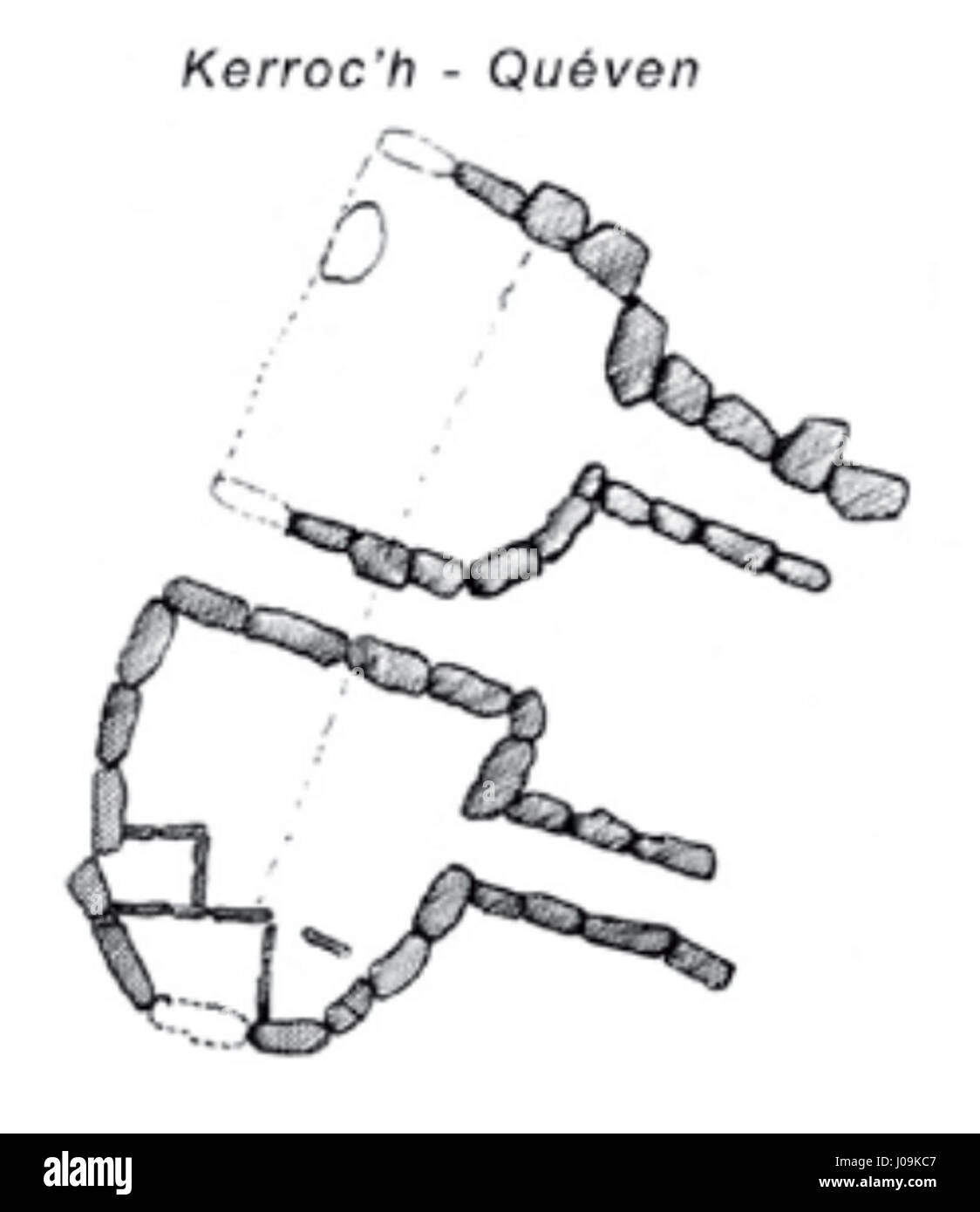 The 'Tumulus de Kerroc'h' plan is a detailed depiction of a prehistoric ...