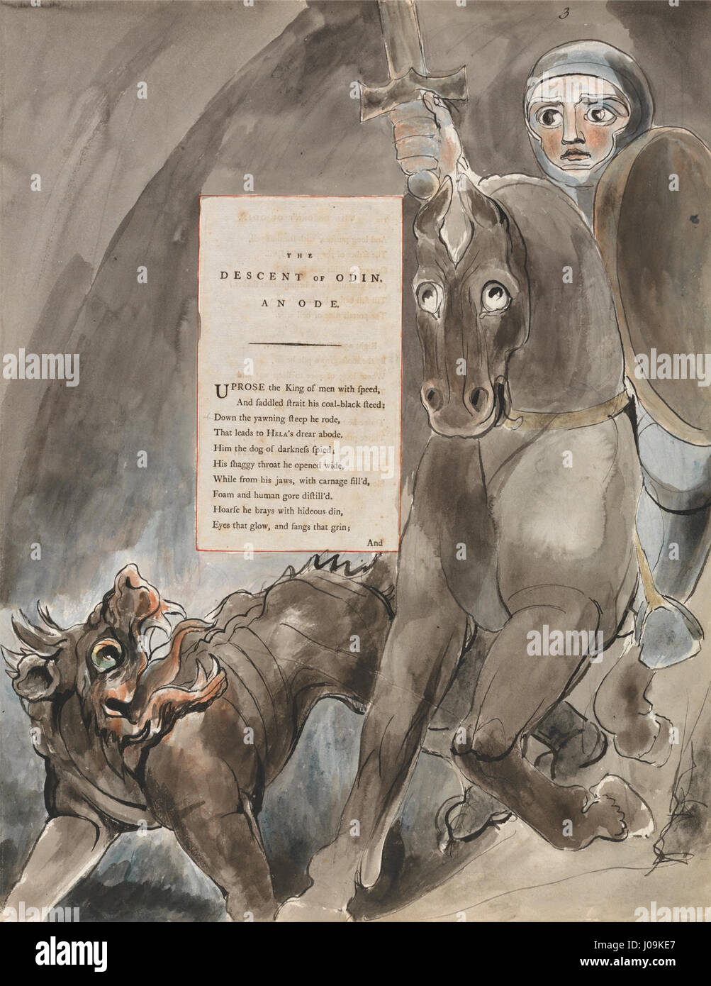 William Blake's illustration 'The Descent of Odin' from his 1797-98 ...