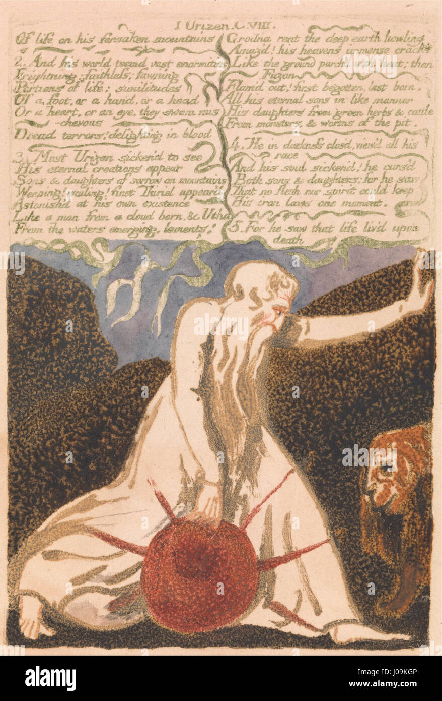 William Blake's engraving 'The First Book of Urizen, Plate 20 ...