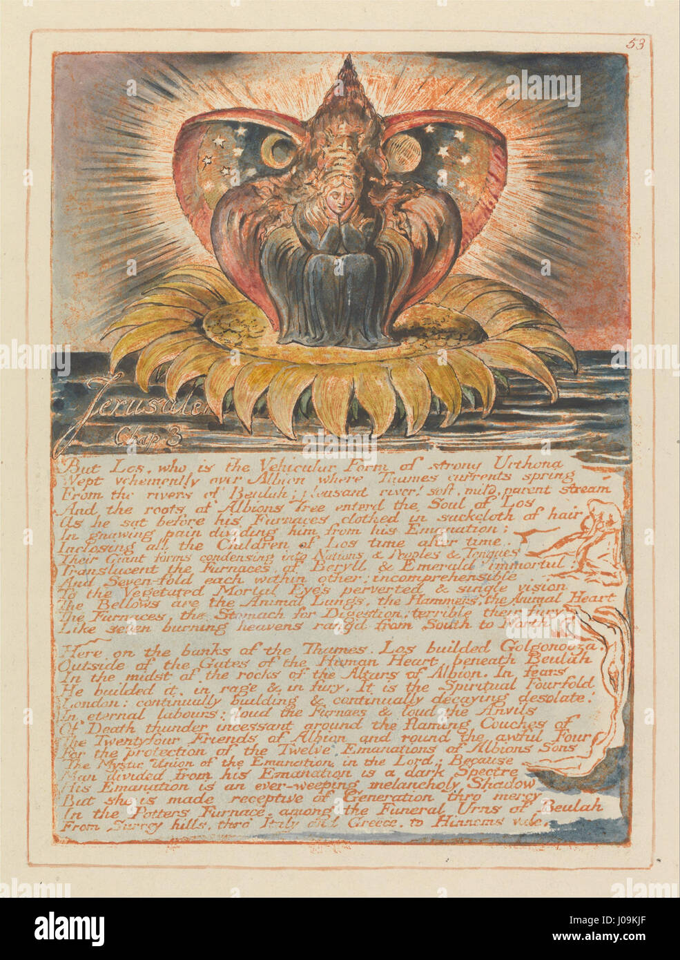 William Blake's 'Jerusalem, Plate 53' is a detailed engraving ...
