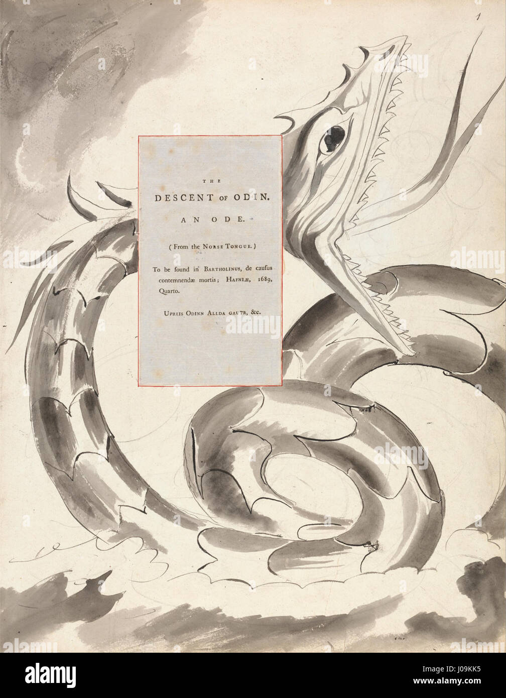 William Blake's design for 'The Descent of Odin' from 'The Poems of ...