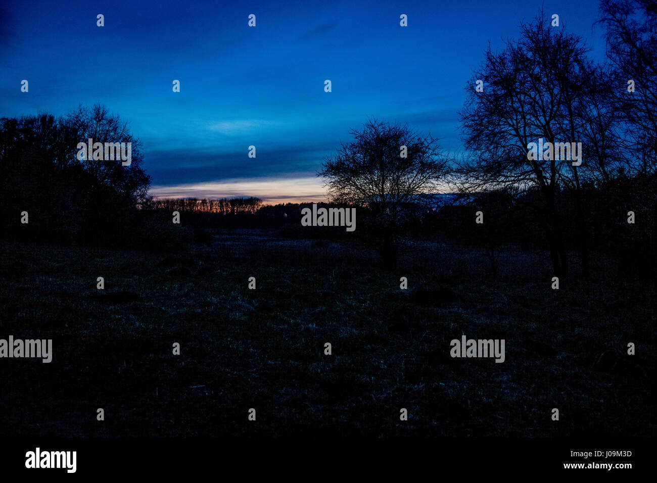 blue sky with moon and open road background Stock Photo - Alamy