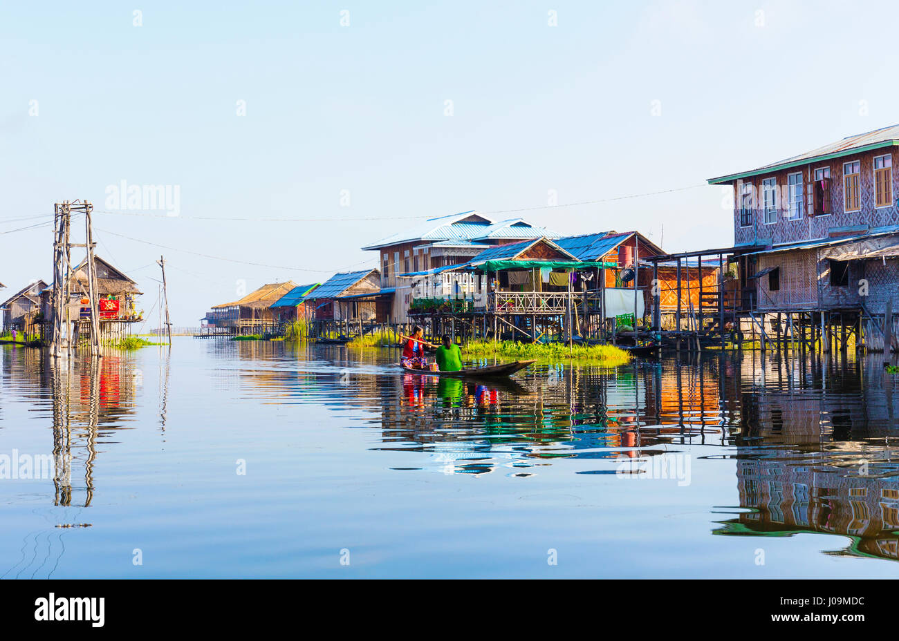 Traditional floating village at Inle Lake, Myanmar ( Burma Stock Photo ...