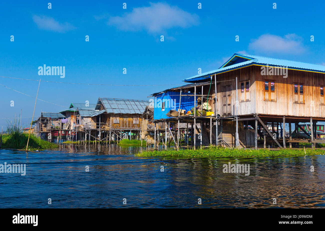 Traditional floating village at Inle Lake, Myanmar ( Burma Stock Photo ...