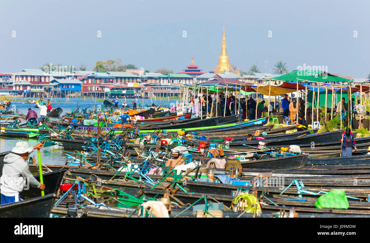 Traditional floating village at Inle Lake, Myanmar ( Burma Stock Photo ...