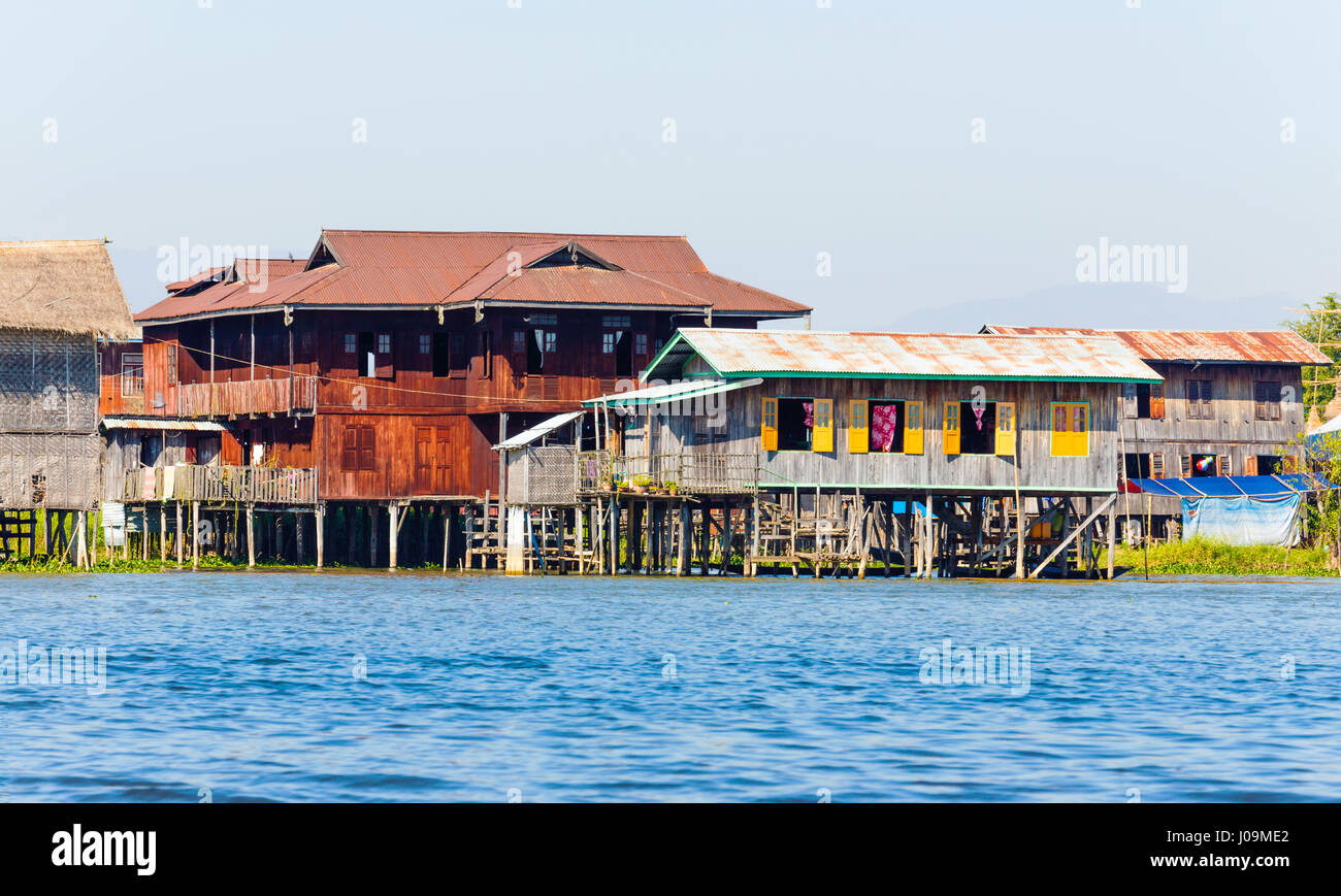 Traditional floating village at Inle Lake, Myanmar ( Burma Stock Photo ...