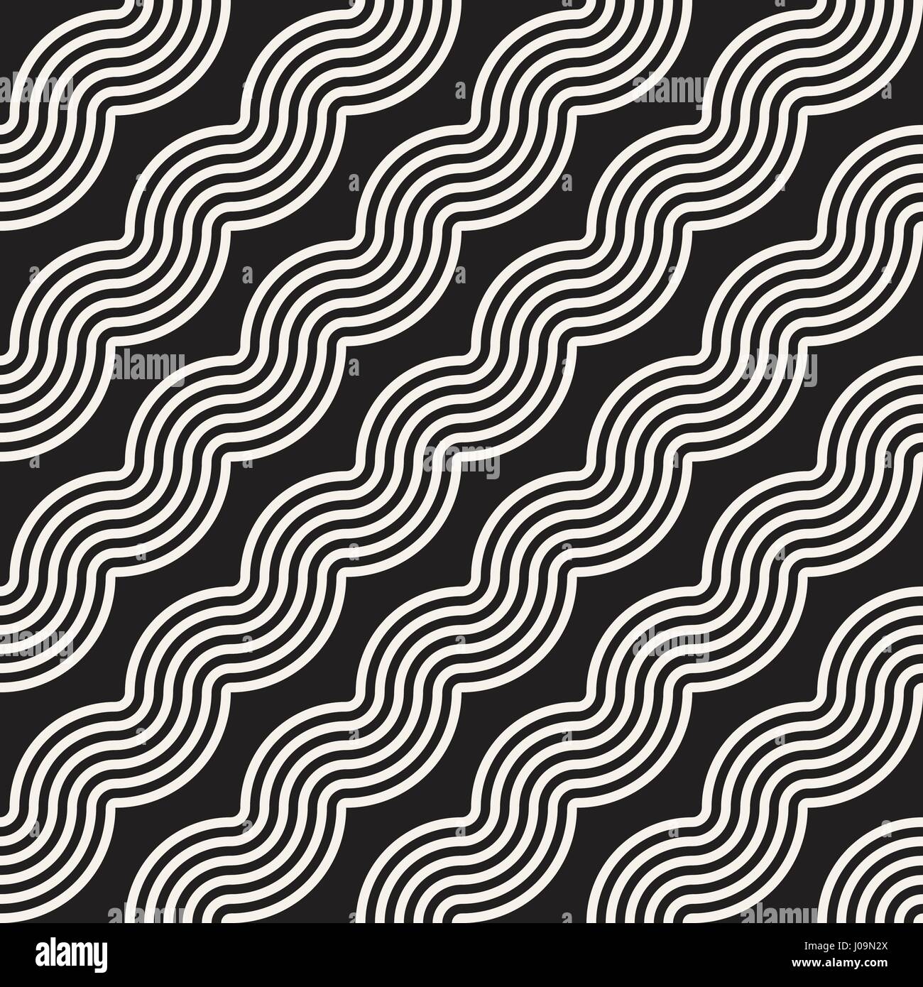 Seamless wavy lines pattern. Repeating vector texture. Stylish stripes background. Contemporary ...