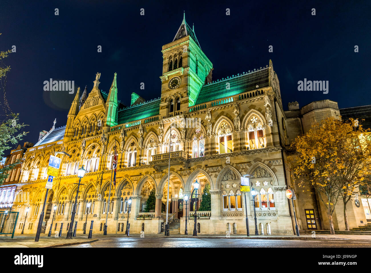 Gothic architecture of Northampton Guildhall building. England Stock ...