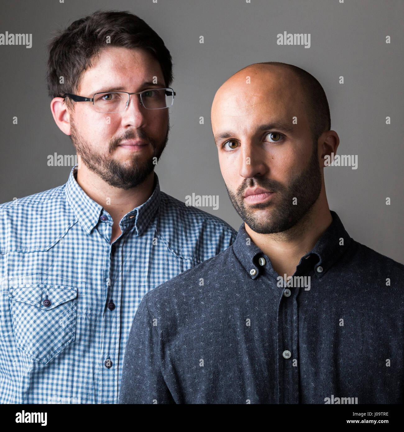 Portrait of Dominique Albertini (journalist) (left) and David Doucet ...