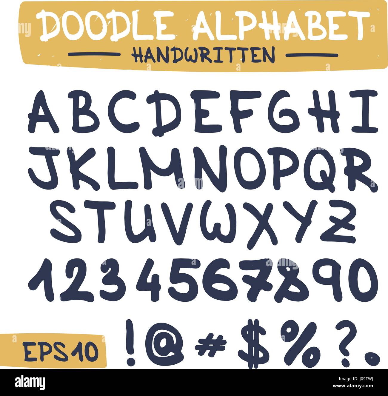 Doodle Letters Set - Hand Written Alphabet Stock Vector Image & Art - Alamy