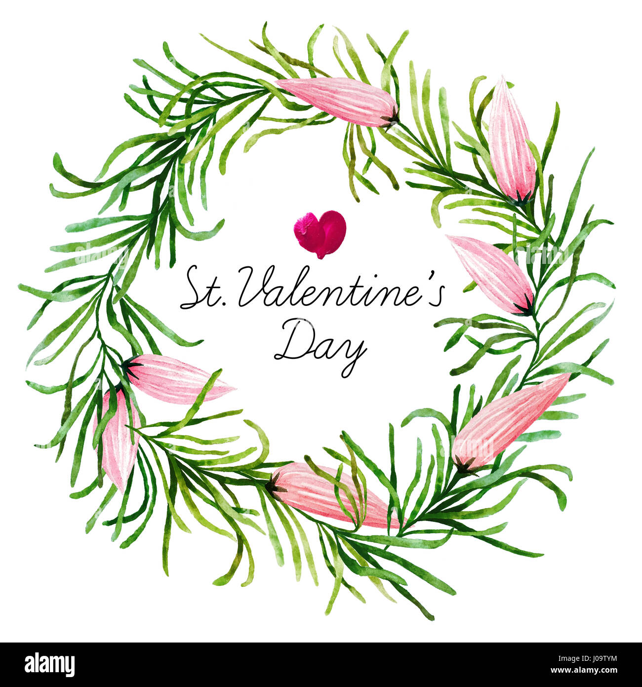 Big watercolor botanical wreath. Beautiful botanical wreath isolated on ...