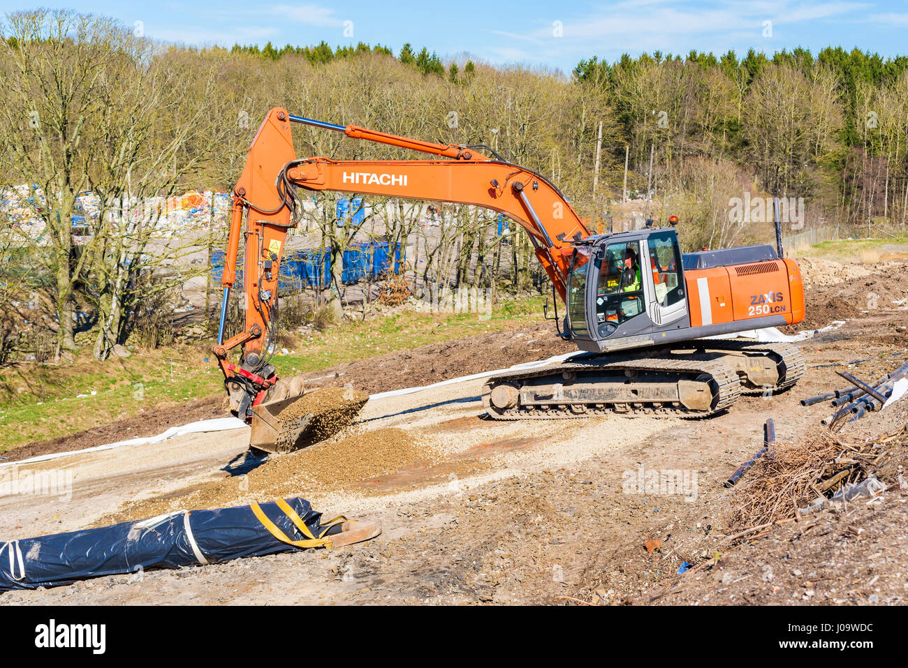 Ronneby, Sweden - March 27, 2017: Documentary of public waste station ...