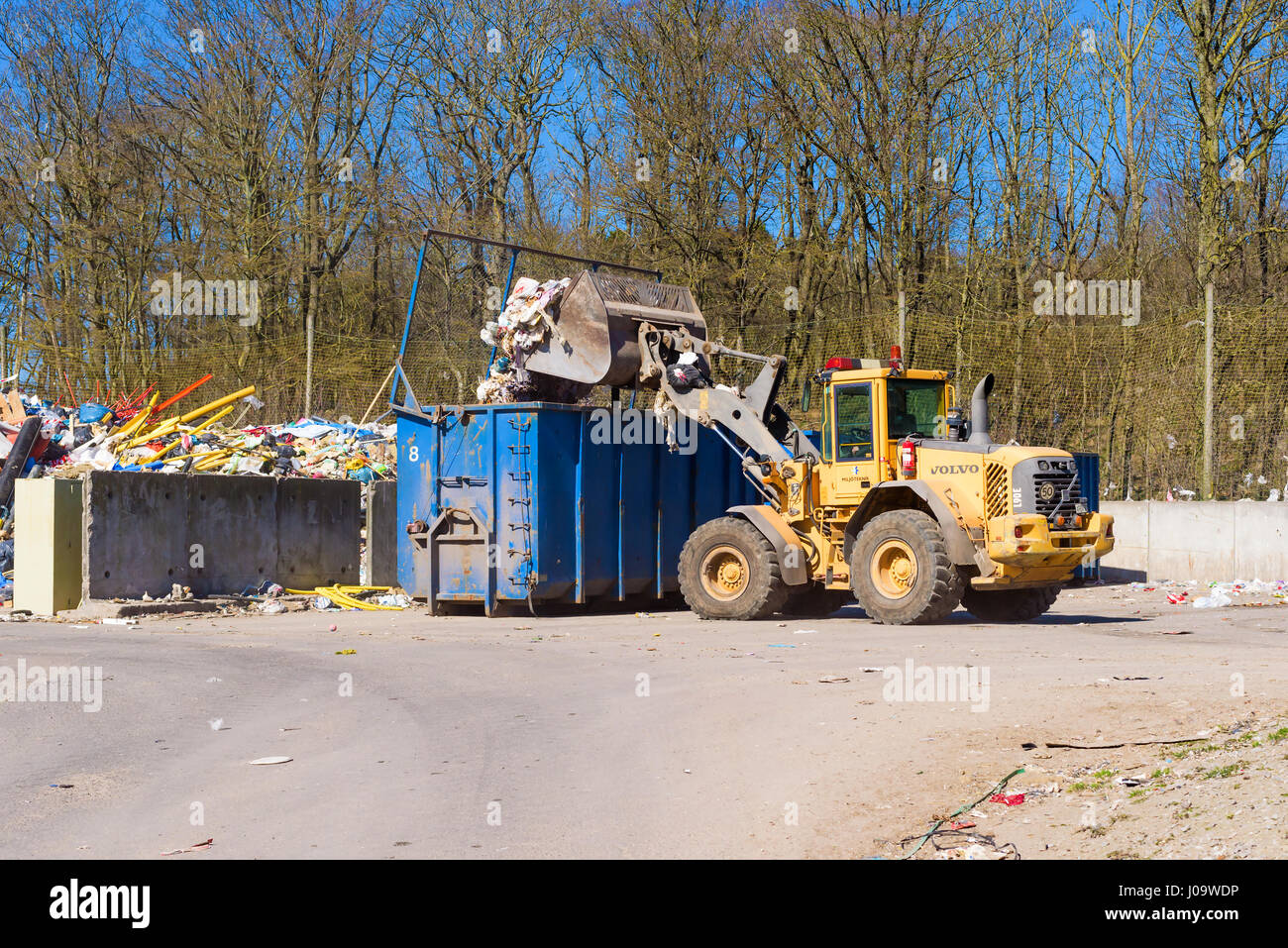 Ronneby, Sweden - March 27, 2017: Documentary of public waste station ...