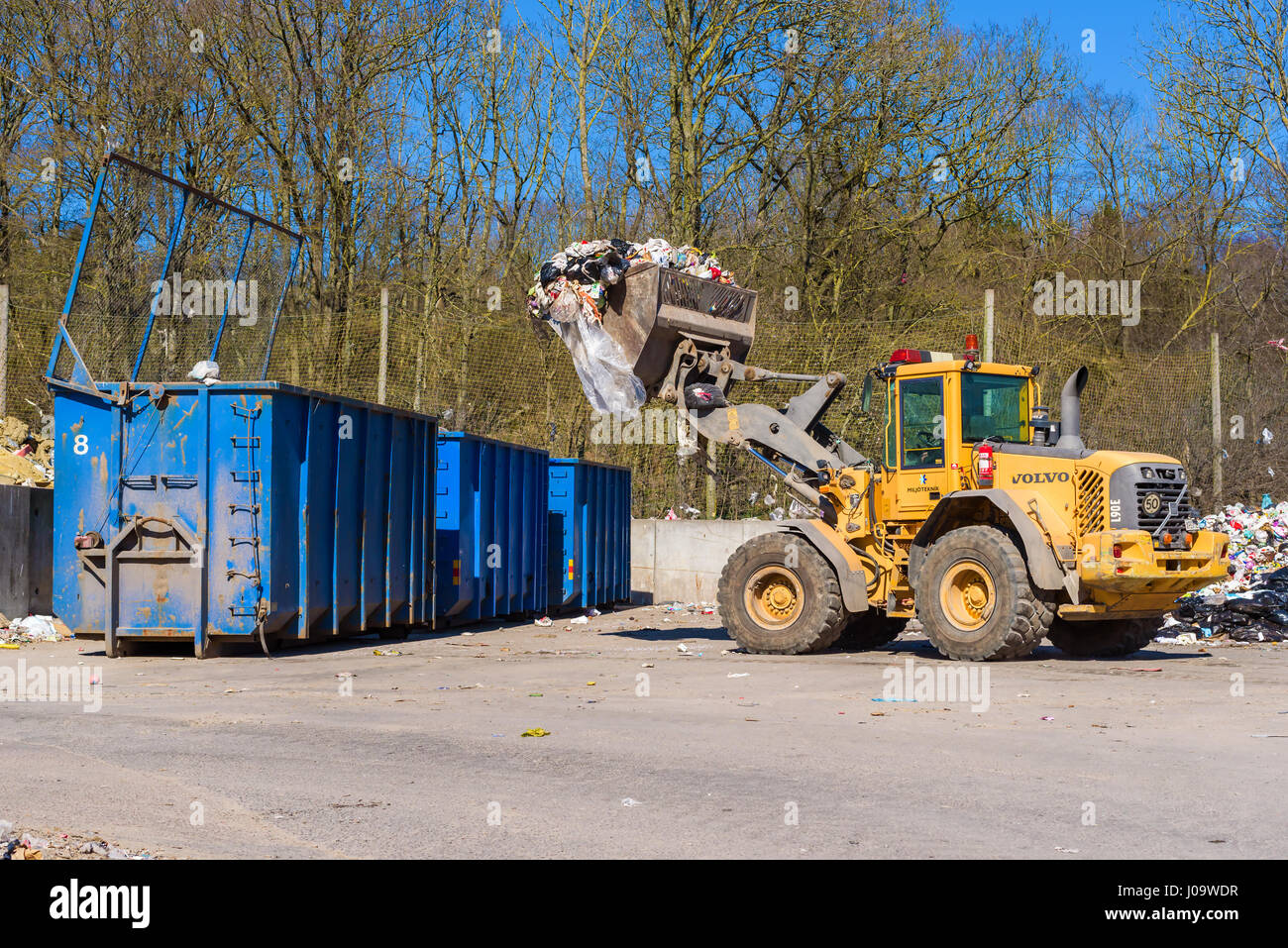 Ronneby, Sweden - March 27, 2017: Documentary of public waste station ...