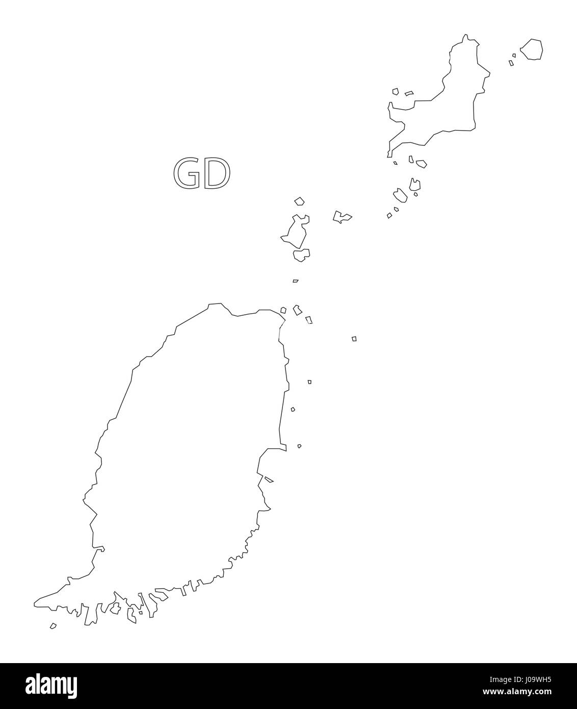 Grenada outline silhouette map illustration Stock Vector Image & Art - Alamy