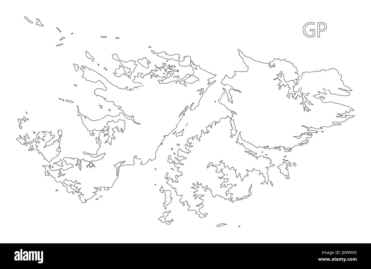 Falkland Islands outline silhouette map illustration Stock Vector Image ...