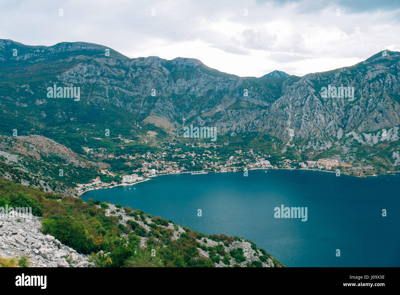 City of Risan in Montenegro, view from the mountain above the Ba Stock ...