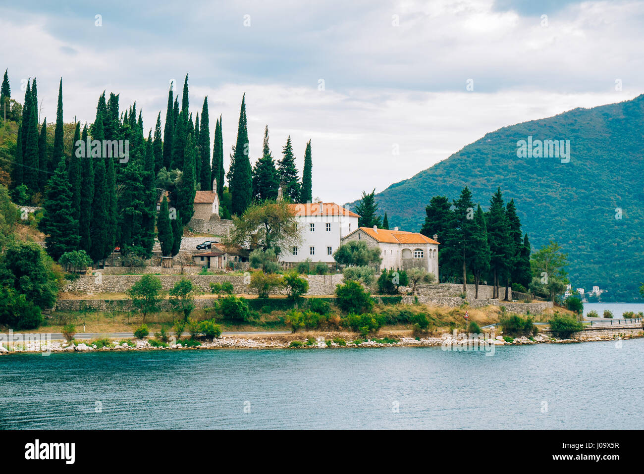 Monastery of Banja on the shore of Kotor Bay, between the cities Stock ...