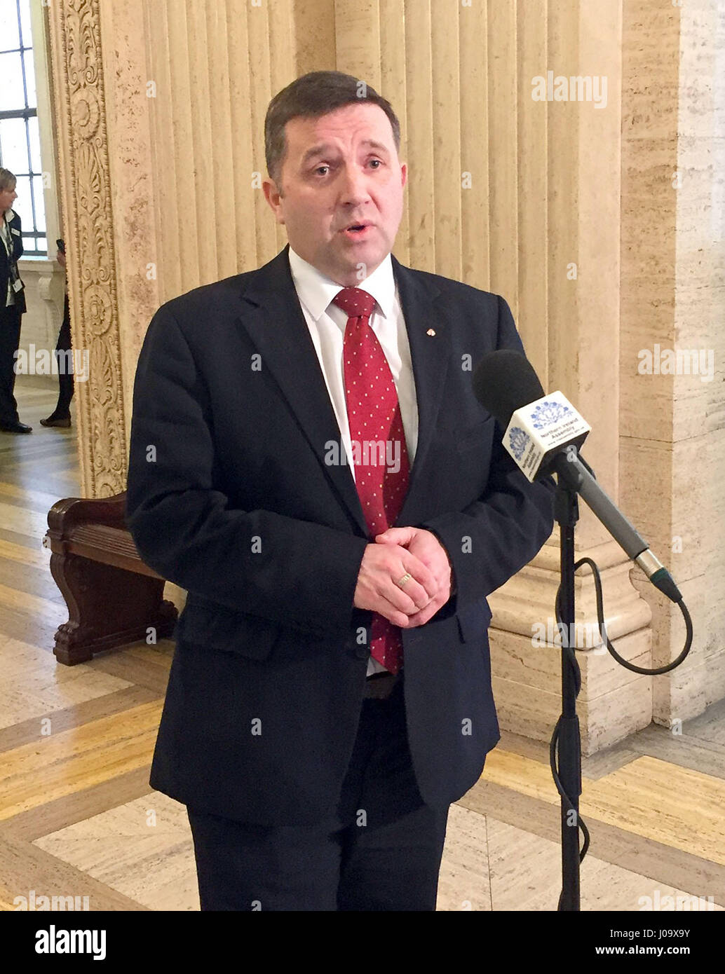 Uup leader robin swann addressing media hi-res stock photography and ...