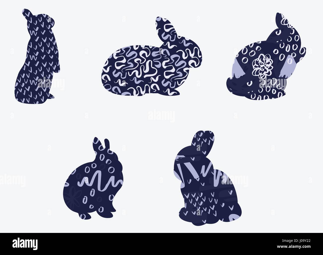 Vector set of rabbits with different patterns Stock Vector Image & Art ...