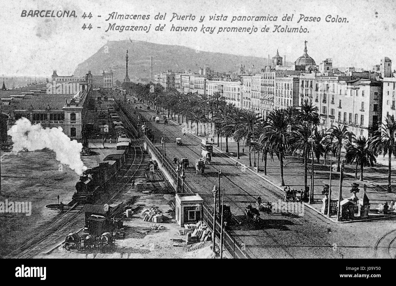 Historic postcard. Barcelona, Spain Stock Photo - Alamy