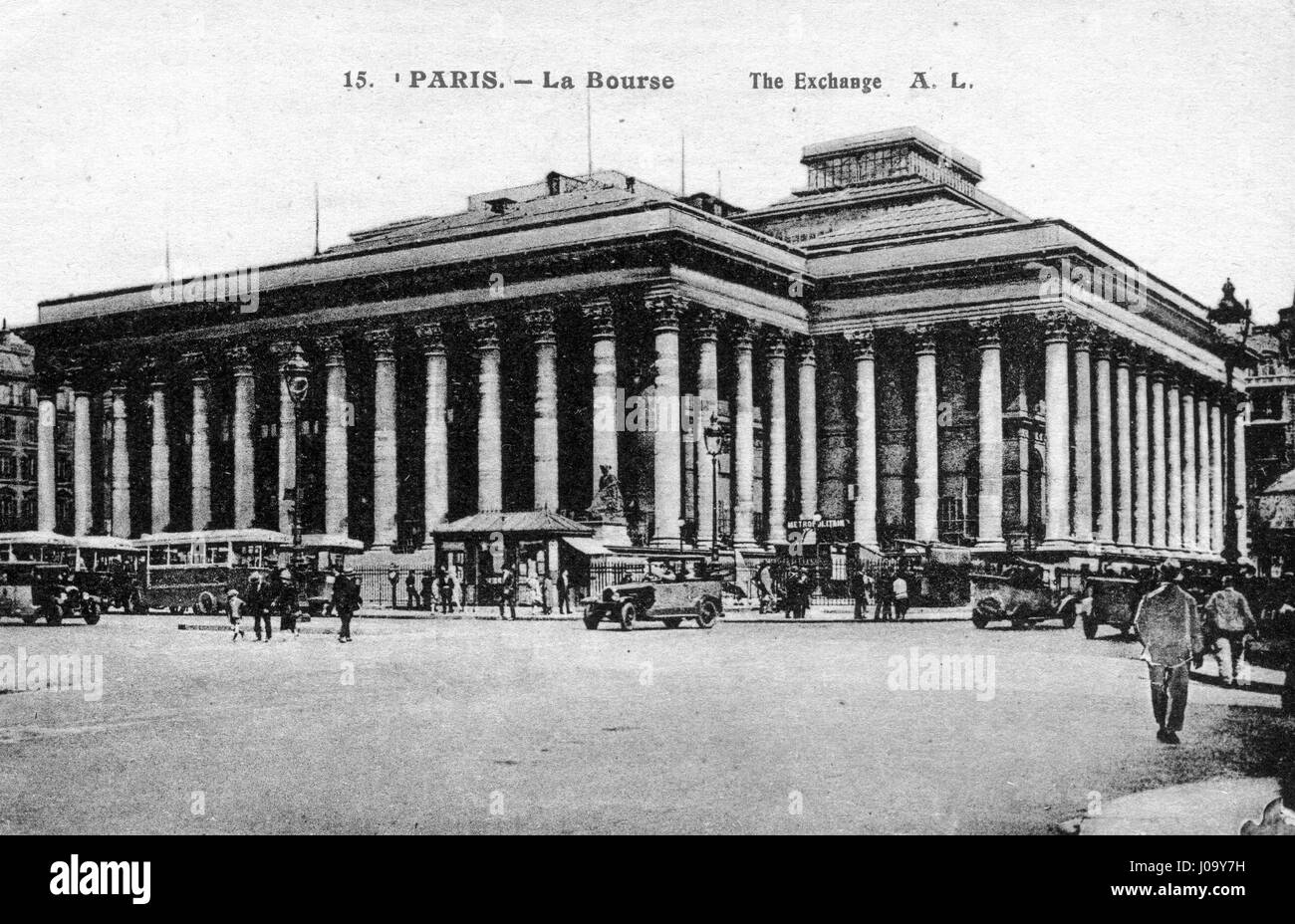 Historical postcard. The Exchange of Paris Stock Photo - Alamy