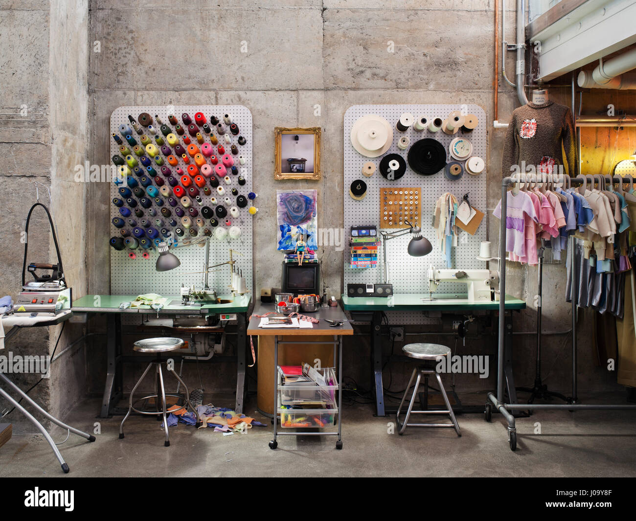 Studio in the double height basement with active work area. 174 Grand ...