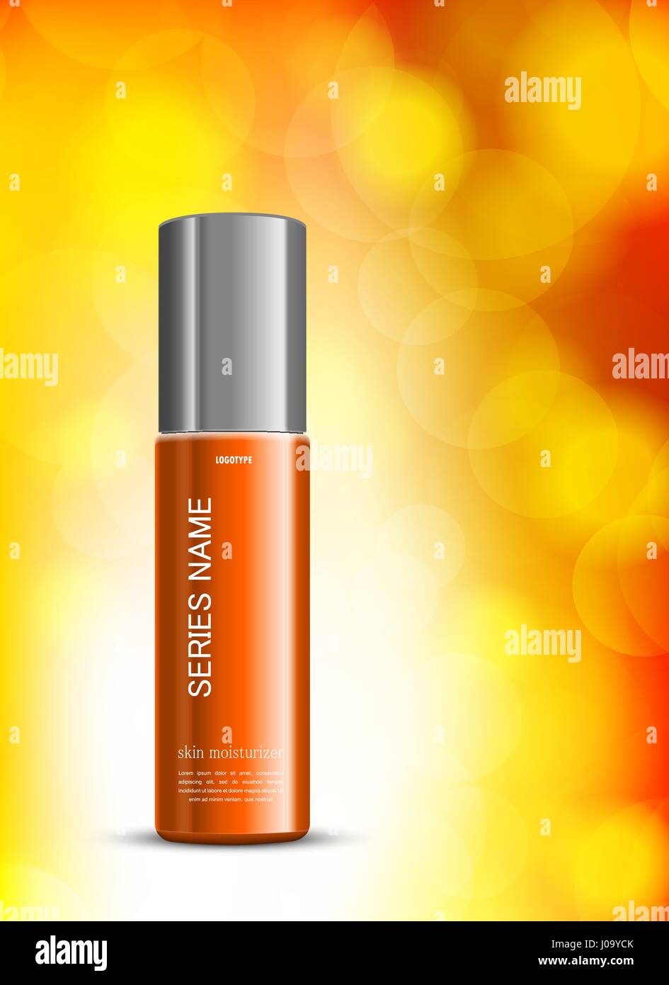 Body cream cosmetic ads template with orange realistic bottle on light ...