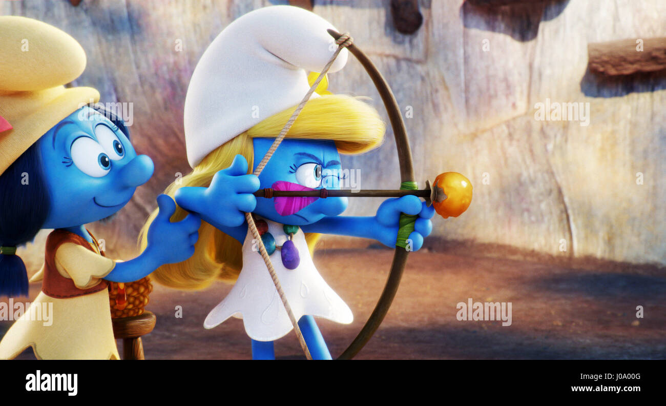 SMURFS: THE LOST VILLAGE, from left: Smurflily (voice: Ariel Winter ...