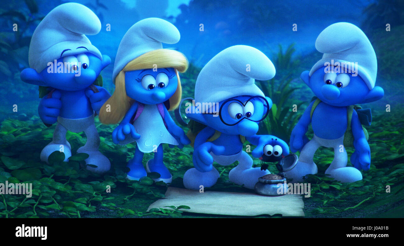 SMURFS: THE LOST VILLAGE, from left: Clumsy (voice: Jack McBrayer ...