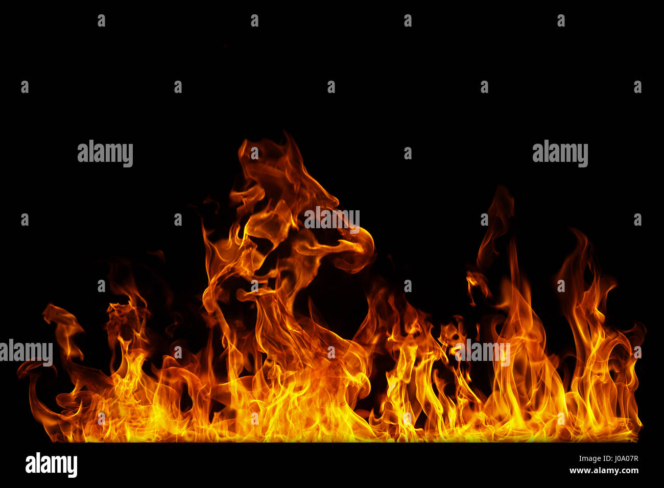 close up on Fire flames on a black background Stock Photo - Alamy