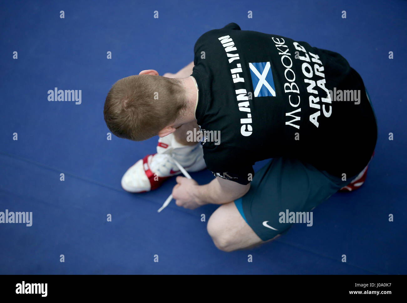 Scotland's Charlie Flynn during the public workout at St Enoch's Centre ...