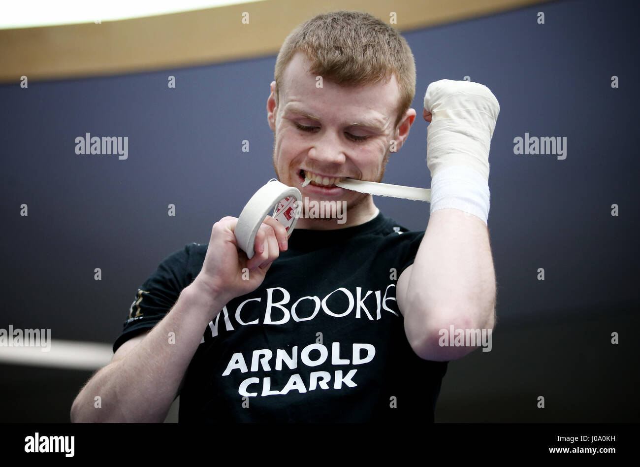 Scotland's Charlie Flynn during the public workout at St Enoch's Centre ...