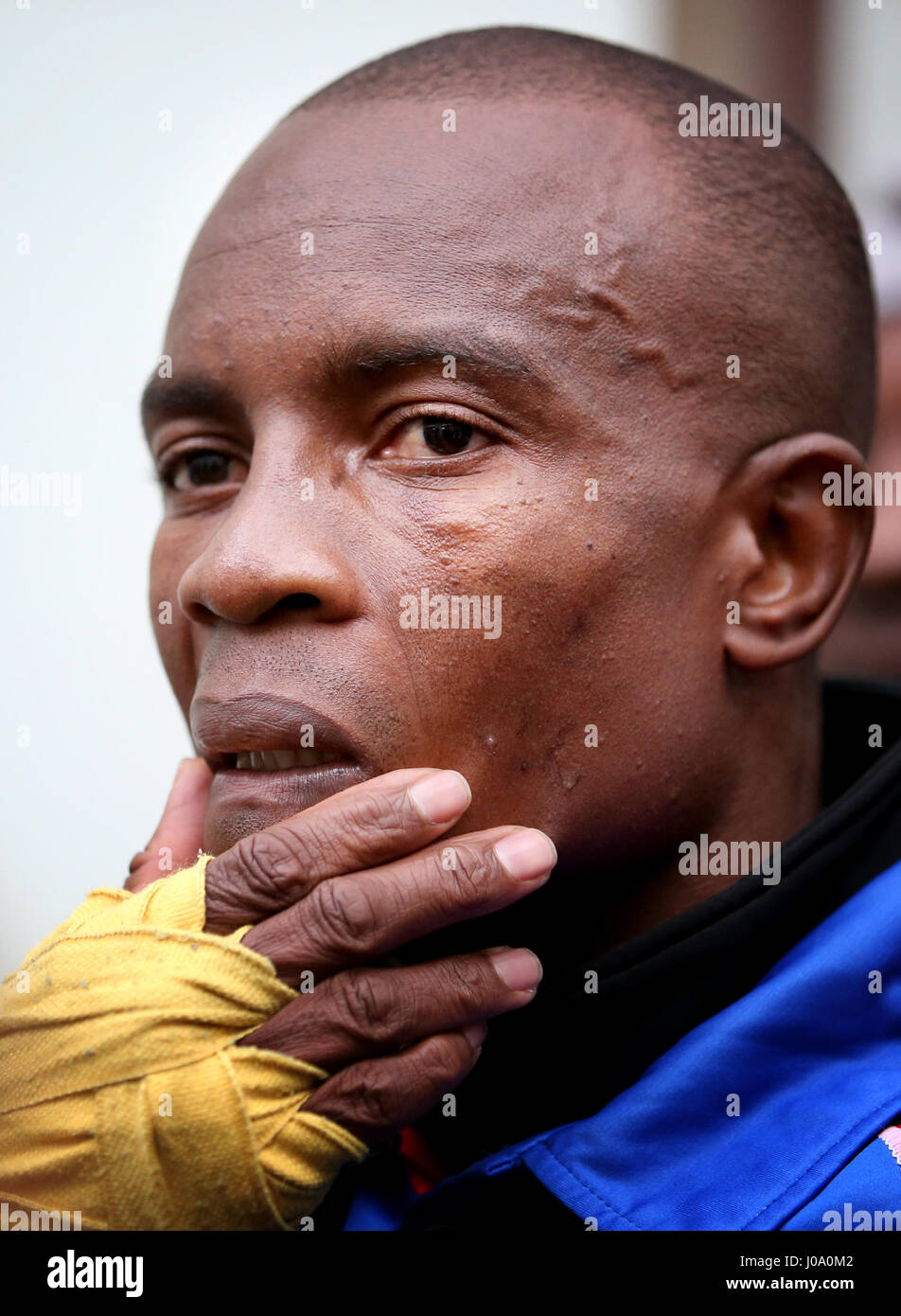 Namibia's Julius Indongo during the public workout at St Enoch's Centre ...