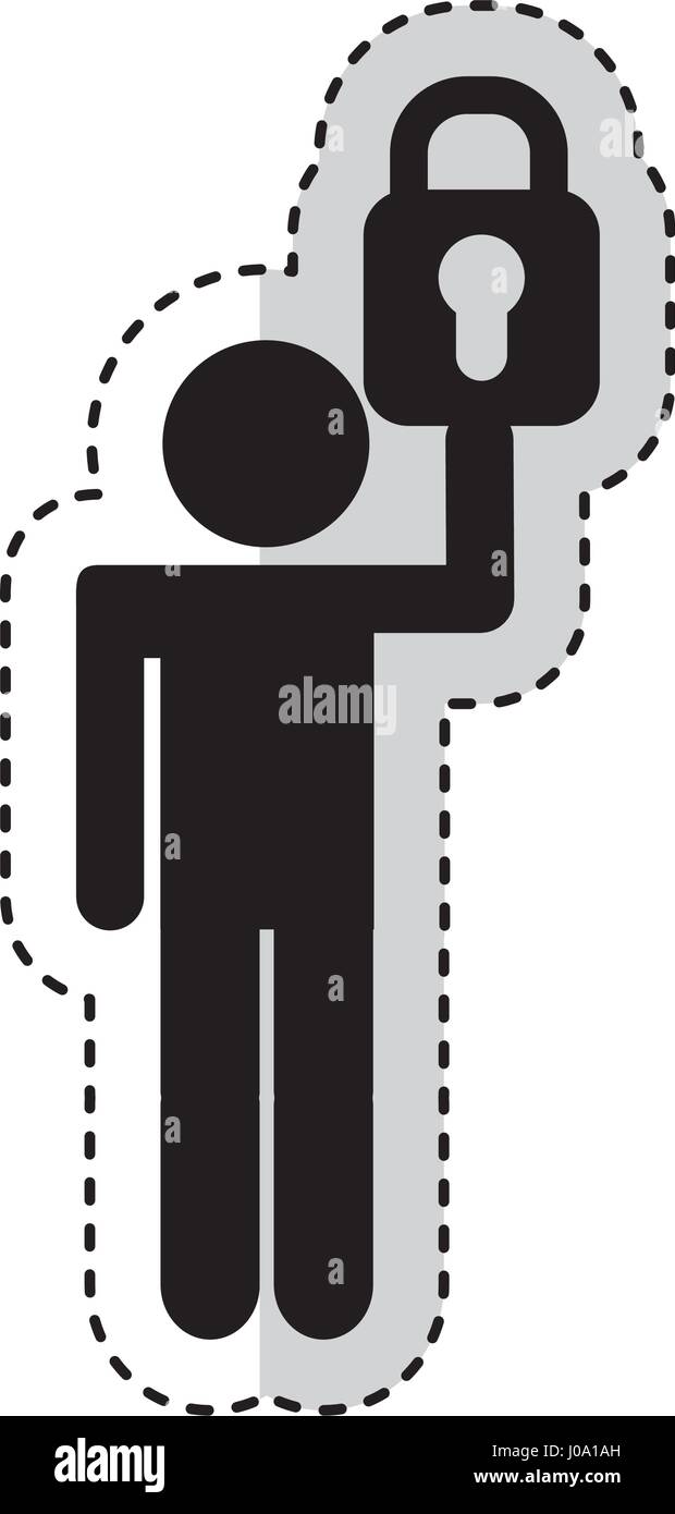 human figure with safe padlock isolated icon Stock Vector Image & Art ...