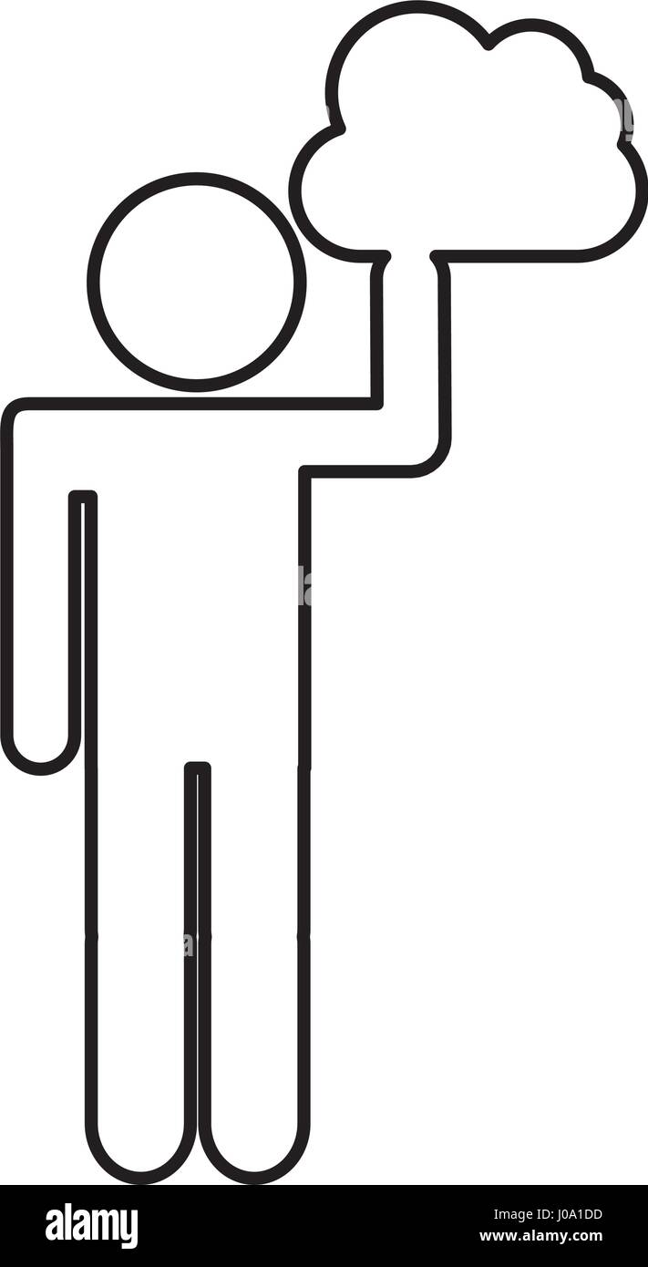 human figure with cloud computing isolated icon Stock Vector Image ...