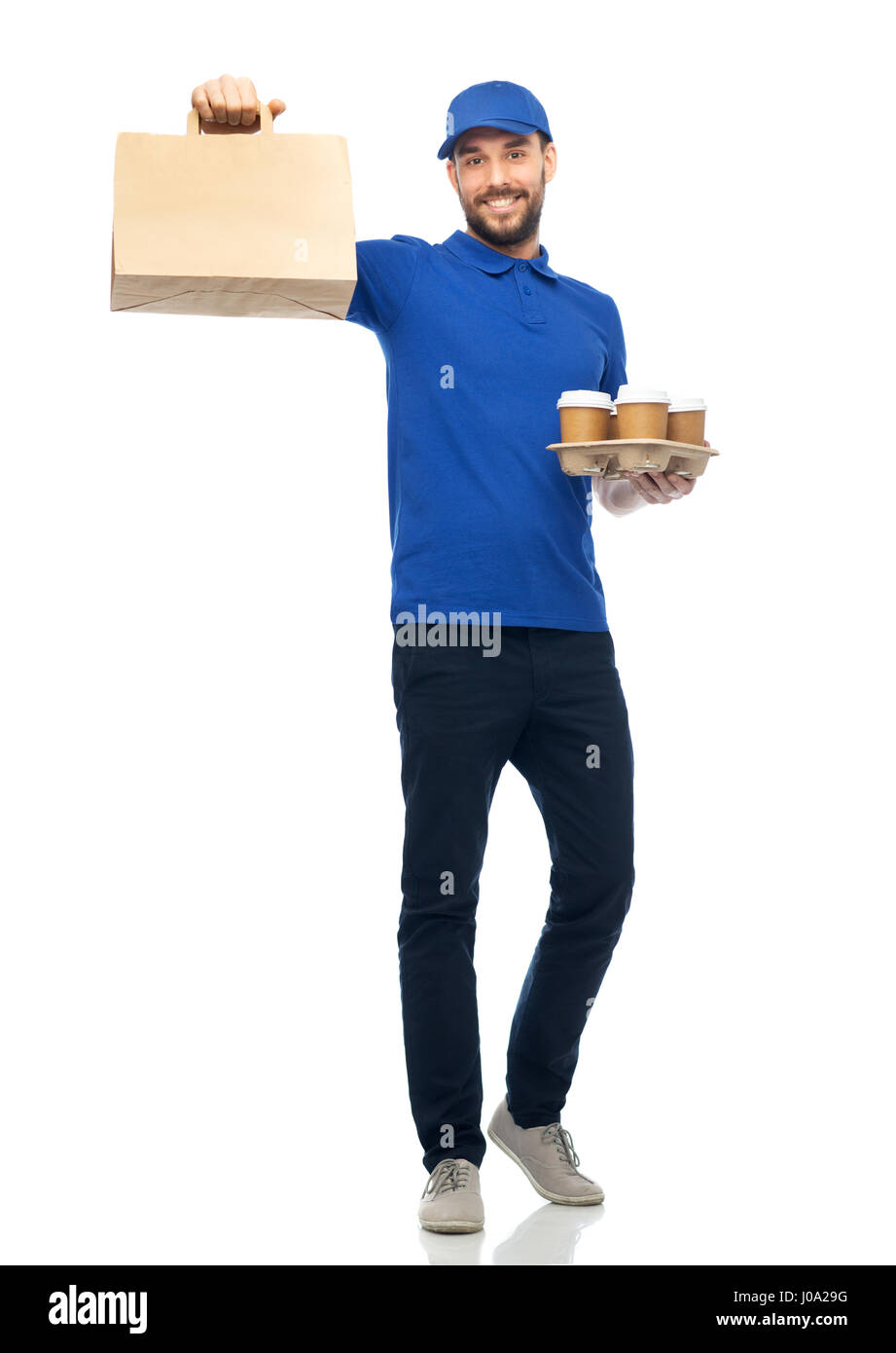 Happy delivery man coffee hi-res stock photography and images - Alamy