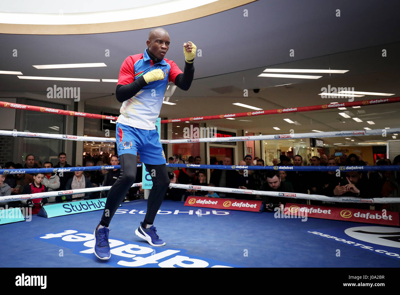 Namibia's Julius Indongo during the public workout at St Enoch's Centre ...