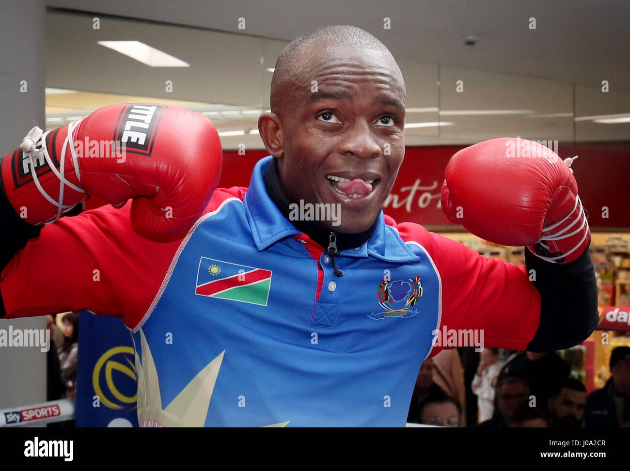 Namibia's Julius Indongo during the public workout at St Enoch's Centre ...