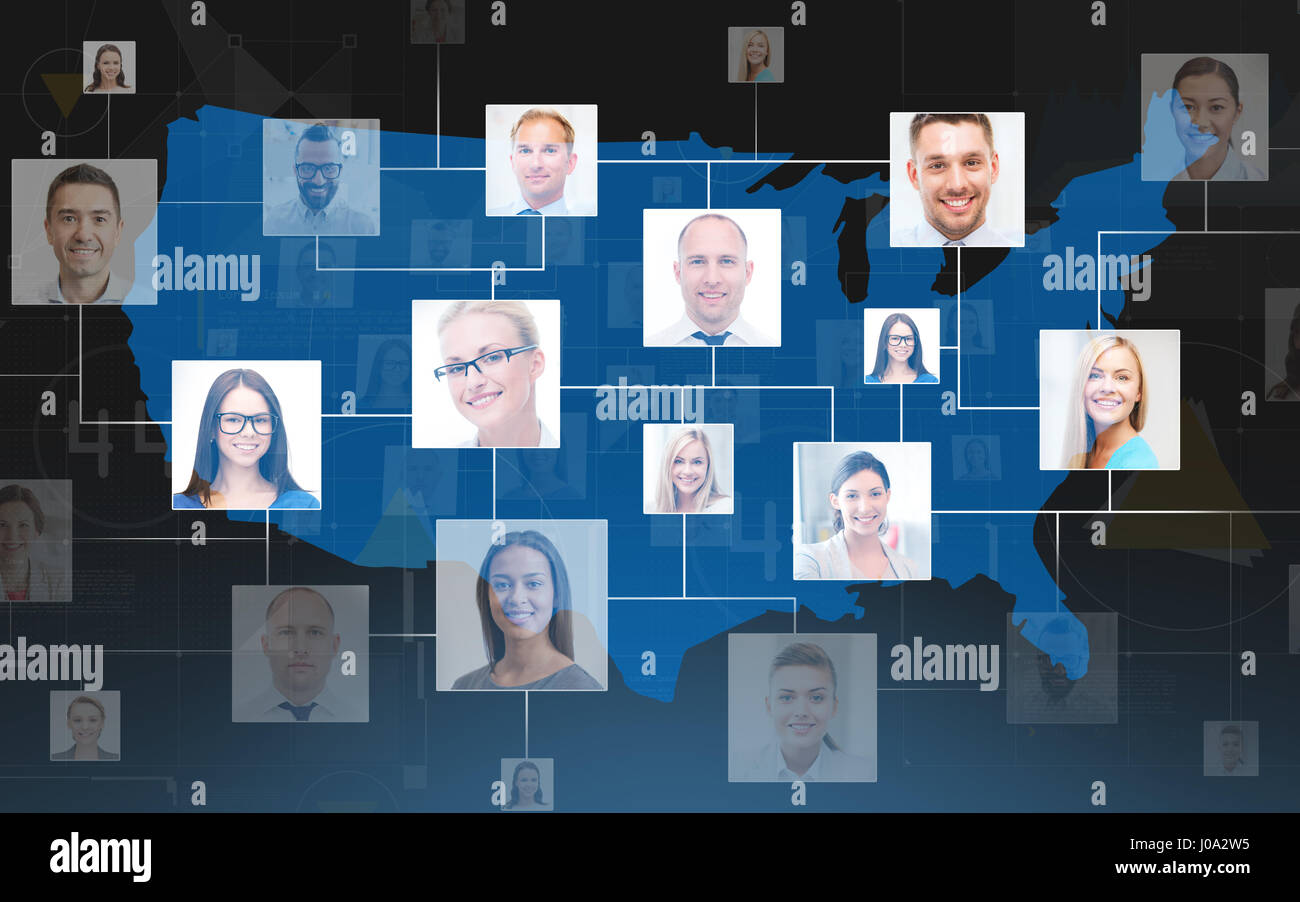 business contacts over usa or america map Stock Photo - Alamy